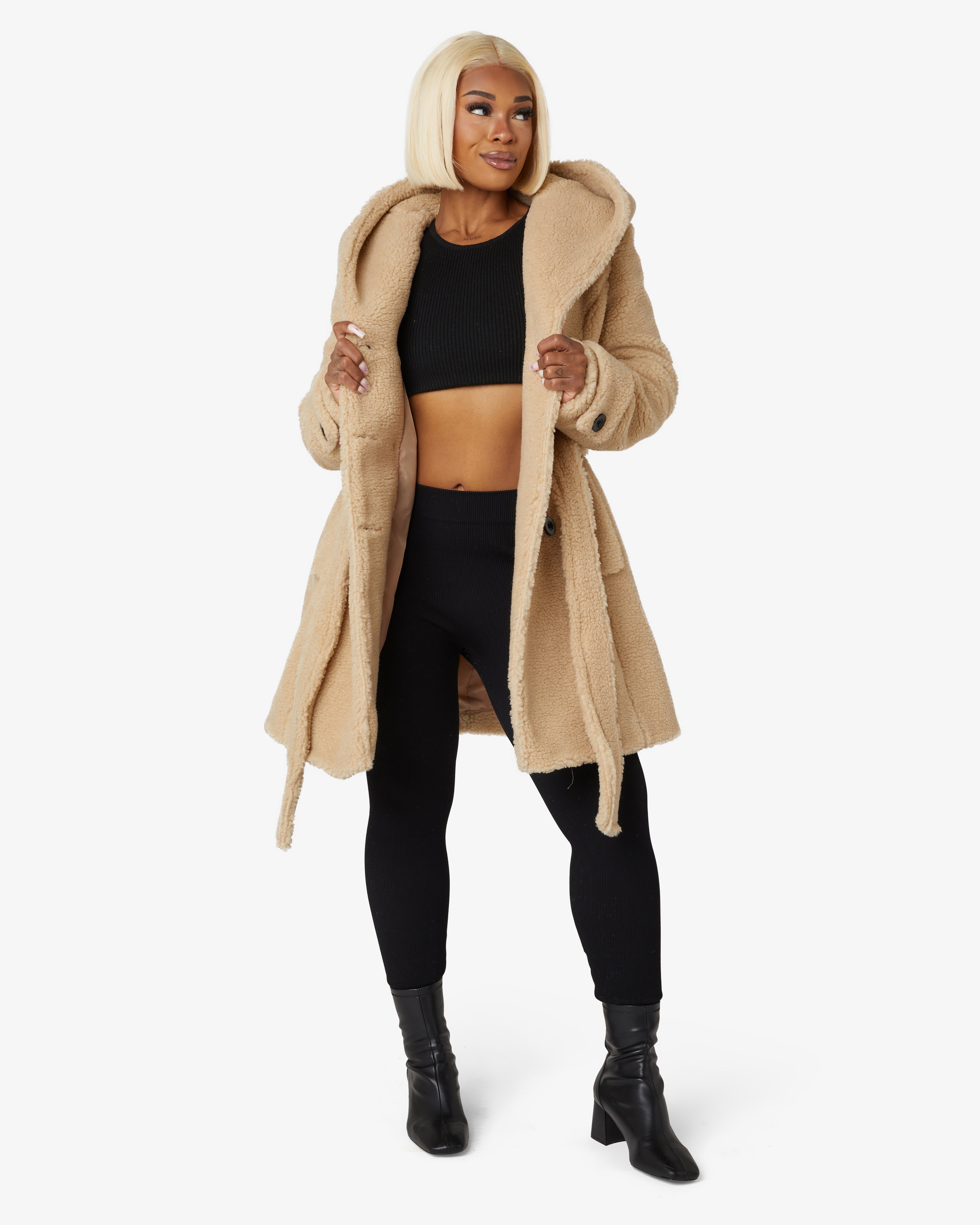 Hooded teddy coat store